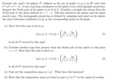 solved consider the unit two sphere s2 defined as the set