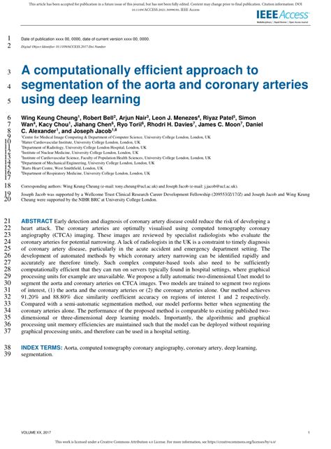 Pdf A Computationally Efficient Approach To Segmentation Of The Aorta