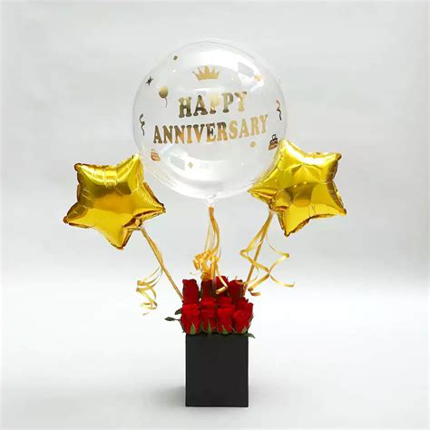 Happy Anniversary Balloon And Roses Box Balloon Decoration In Bangalore