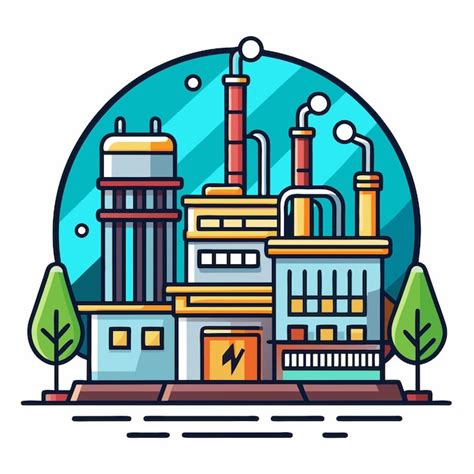 Detailed Electronics Factory Building Design Premium Ai Generated Vector