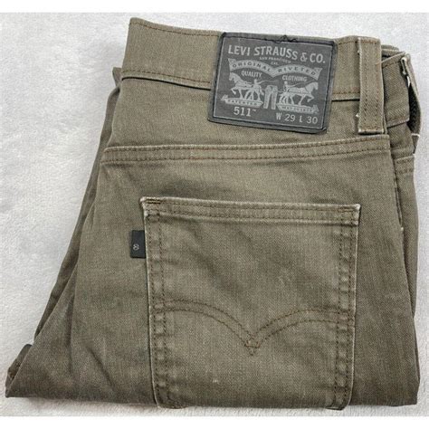 Levis 511 Jeans Olive Green Waxed Denim Pants Mens Depop