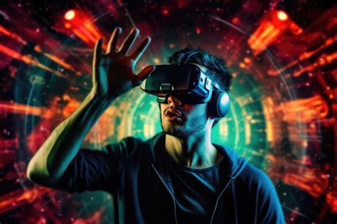 Premium Ai Image A Photo Of A Person Experiencing A Virtual Reality Vr Simulation Generative Ai