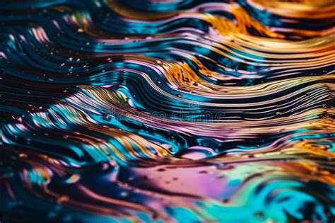 Iridescent Liquid Metal Surface With Ripples Abstract Background Generative Ai Stock