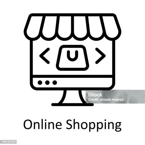 온라인 쇼핑 벡터 개요 아이콘 디자인 그림입니다 흰색 배경에 서 및 웹 기호 Eps 10 파일 광고에 대한 스톡 벡터 아트 및 기타 이미지 Istock