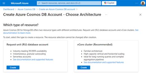Create An Azure Cosmos Db For Mongodb Vcore Cluster By Using The Azure Portal Free Tier