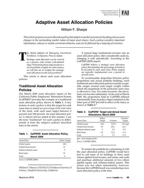 Adaptive Asset Allocation Policies Pdf