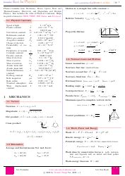 Physics I Final Exam Formula Sheet Download Printable PDF Templateroller