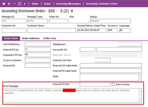 Error No Delivery Address With Order Specific Attributes Specified