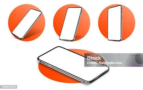 스마트 폰 프레임 덜 빈 화면 회전 위치 다른 각도에서 스마트 폰 모형 일반 장치입니다 Ui Ux 스마트폰 세트 인포 그래픽 또는 프리젠 테이션 3d 현실적인 전화에 대한