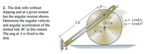 solved the disk rolls without slipping and at a given instant has the