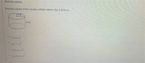 Solved Find The Volume Find The Volume Of The Circular Chegg Com