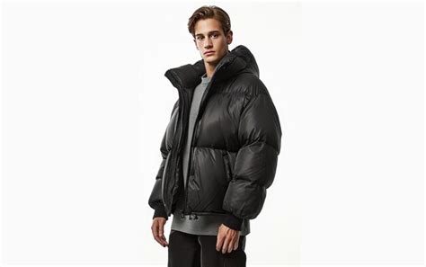 Premium Photo A Man Wear Puffer Jacketblack