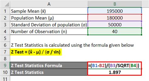 Z Test Statistics Formula Calculator Examples With Excel Template