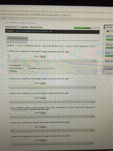 Solved At Time T 13 5 Sec A Particle Of Mass M 2 Kg Is