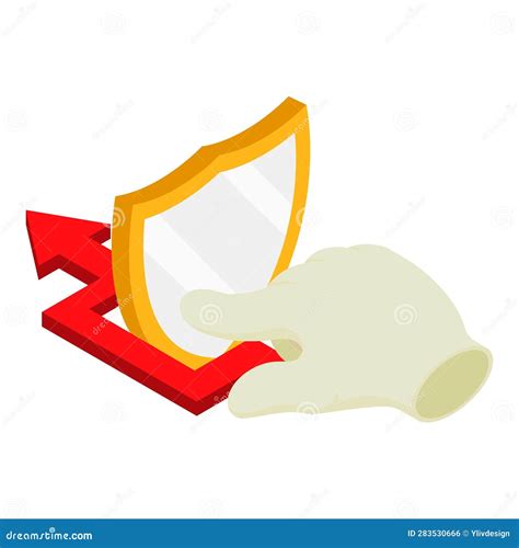 Hacking Concept Icon Isometric Vector Arrow Bypassing Shield And Cursor Hand Stock Illustration