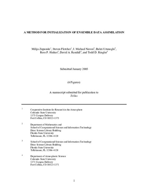 Pdf A Method For Initialization Of Ensemble Data Assimilation