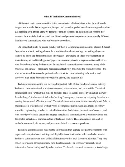 What Is Technical Communication Pdf Technical Communication