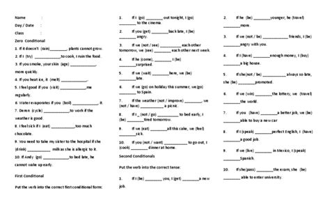 Conditional Sentences Exercises Type 0 1 And 2 Pdf