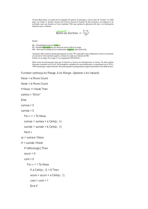 Apuntesvba Visual Basic Function Sortinoa As Range B As Range
