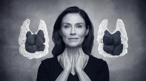 Premium Photo Woman With Thyroid Gland Disease On Grey Background