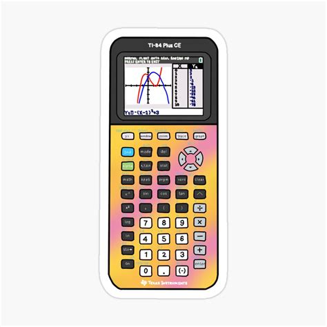 A Colorful Clipart Image Of A Ti 84 Plus Ce Graphing Calculator Displaying A Graph On Its Screen