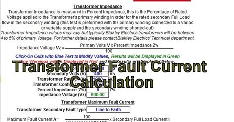 Engineering Xls Transformer Fault Current Calculation