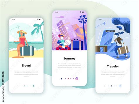 Set Of Onboarding Screens User Interface Kit For Travel Journey Traveler Mobile App Templates