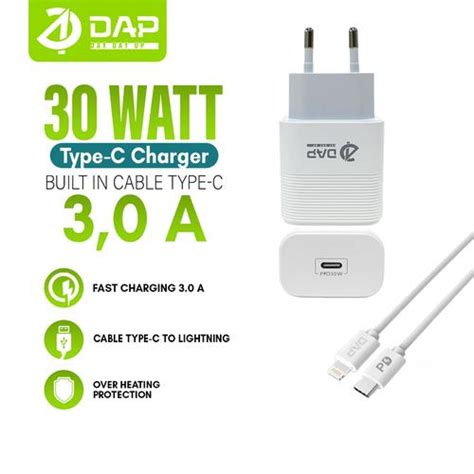 Promo Dap Adapter Charger Pd Watt Include Cable Data Type C To Lightning A Kepala Charger
