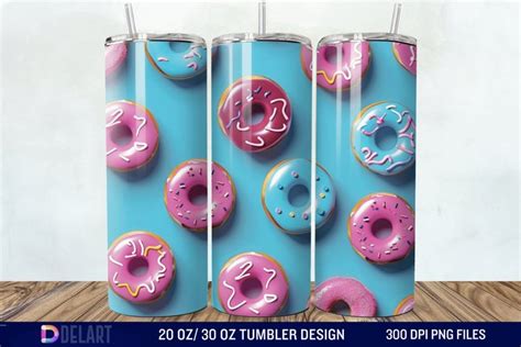 3d Seamless Cute Candy Donuts Tumbler Wrap