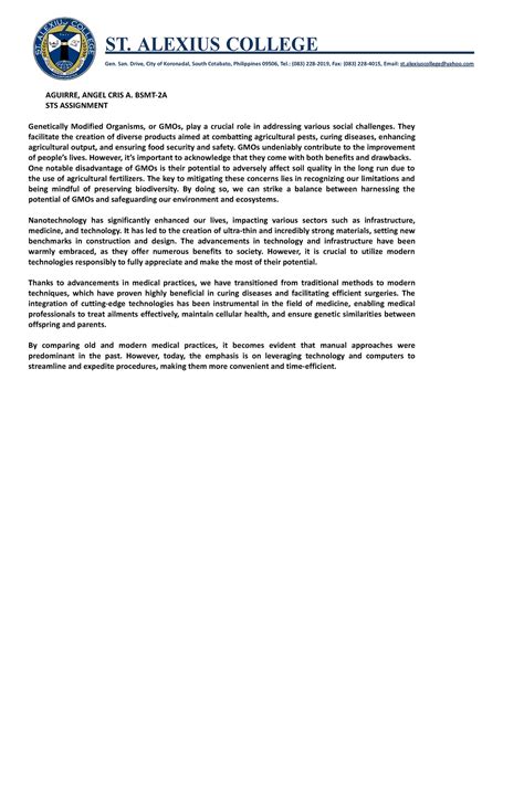 Sts Asynchronous Task Hope It Helps Z St Alexius College Gen San