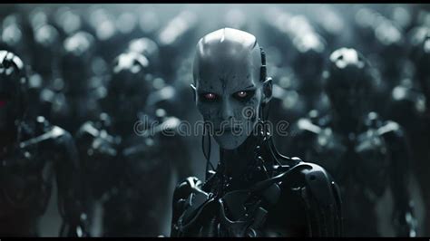 beautiful cyborg girl on a technological background futuristic robot