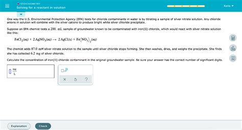 Solved O Stoichiometry Solving For A Reactant In Solution
