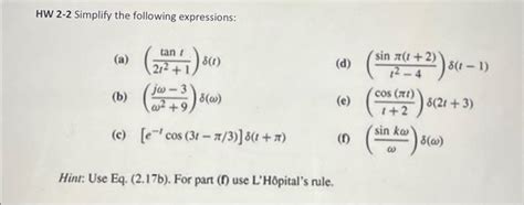 Solved Hw 2 2 Simplify The Following Expressions A