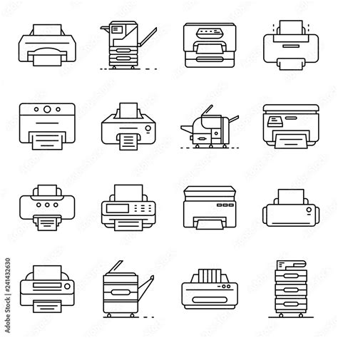 Printer Icon Set Outline Set Of Printer Vector Icons For Web Design