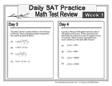 Sat Math Practice Worksheets
