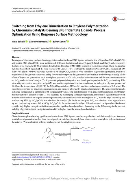 Switching From Ethylene Trimerization To Ethylene Polymerization By
