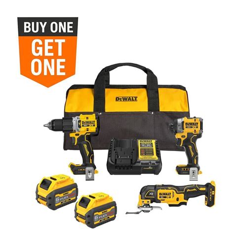 Dewalt 20v Max Lithium Ion Cordless 3 Tool Combo Kit With 2 Flexvolt