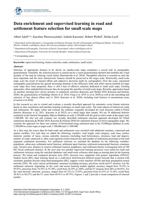 pdf data enrichment and supervised learning in road and settlement