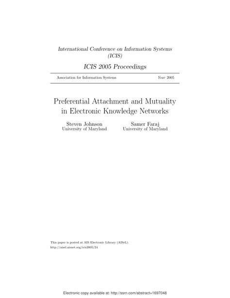 Pdf Preferential Attachment And Mutuality In Electronic Knowledge