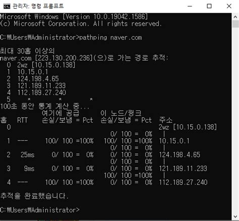윈도우11에서 인터넷 안되거나 속도 느릴때 네트워크 점검에 사용하는 Pathping 명령어에 대한 설명