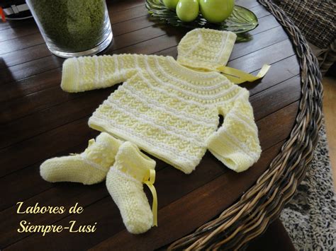 Labores De Siempre Conjunto Bebé En Punto De Conchas