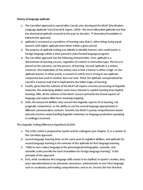 theory of language aptitude summary download free pdf second