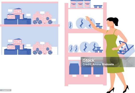 The Girl Is Picking Things From The Rack Stock Illustration Download