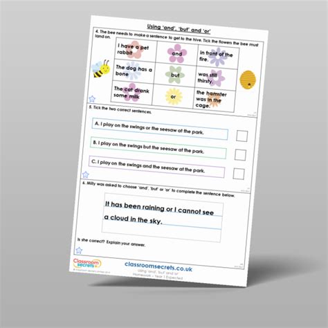 Year 1 Using And But And Or Homework Resource Classroom Secrets