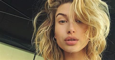 Hailey Baldwins Brunette Hair And Bangs Teen Vogue