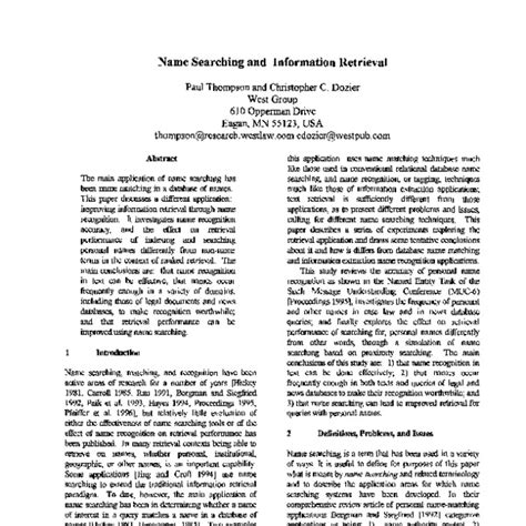 Name Searching And Information Retrieval Acl Anthology