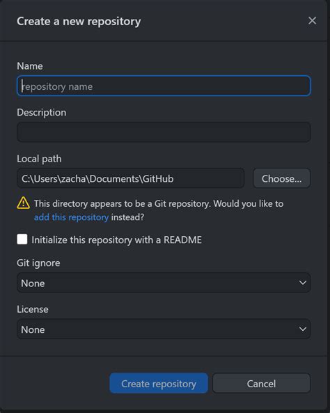 Can T Create New Repository Inside GitHub Folder Issue Desktop Desktop GitHub