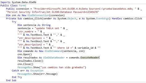 Grabar Modificar Y Borrar Registros En Una Tabla De Access