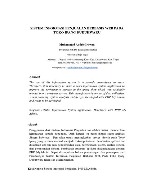 Sistem Informasi Penjualan Berbasis Web Pada Pdf