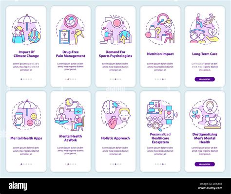 Trends In Psychology Onboarding Mobile App Screen Set Stock Vector Image And Art Alamy